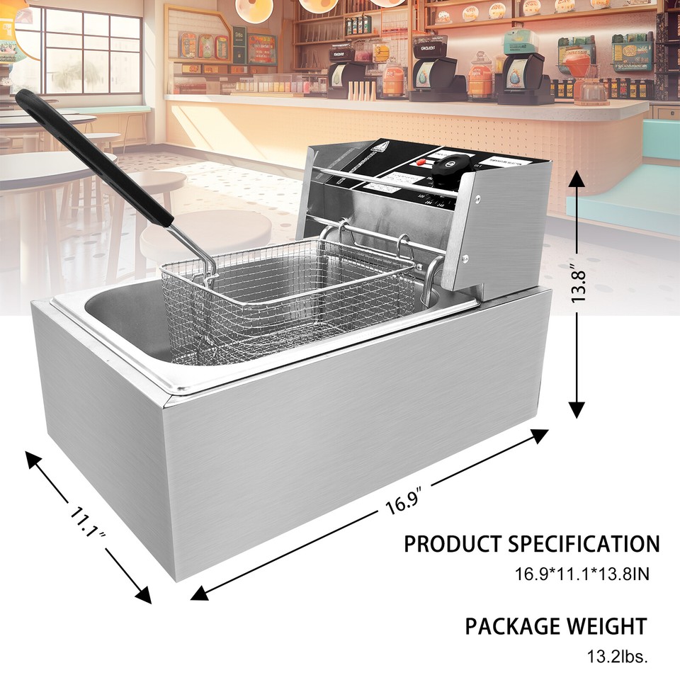 Commercial Electric Deep Fryer Dual Tank 12L Commercial XL Fry Basket ...