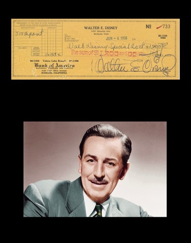 WALTER WALT DISNEY Autographed Signed Check Document Disneyland Studios ...