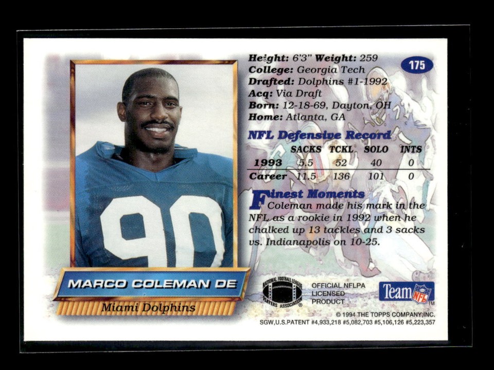1994 Finest #175 Marco Coleman | eBay