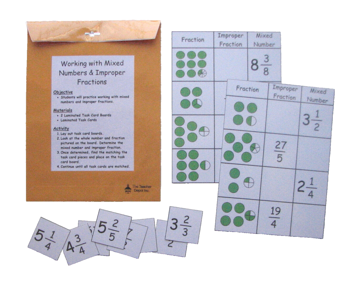 Mixed Number Fraction Cards