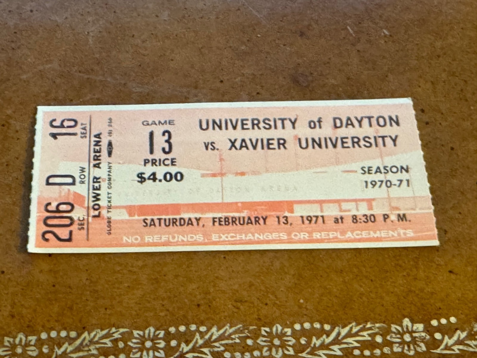 1971 Dayton Flyers Xavier Musketeers Basketball Ticket Jerry Helmers ...
