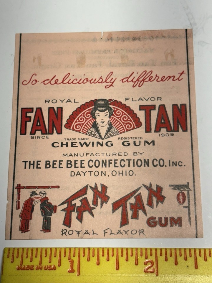 EARLY🇺🇸RARE 1920s VINTAGE RED”FAN-TAN”STICK CHEWING GUM WRAPPER 👀LQQK👀 ...