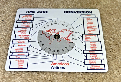 Vintage AMERICAN AIRLINES TIME ZONE CONVERSION Tool - O'HARE Airport | eBay