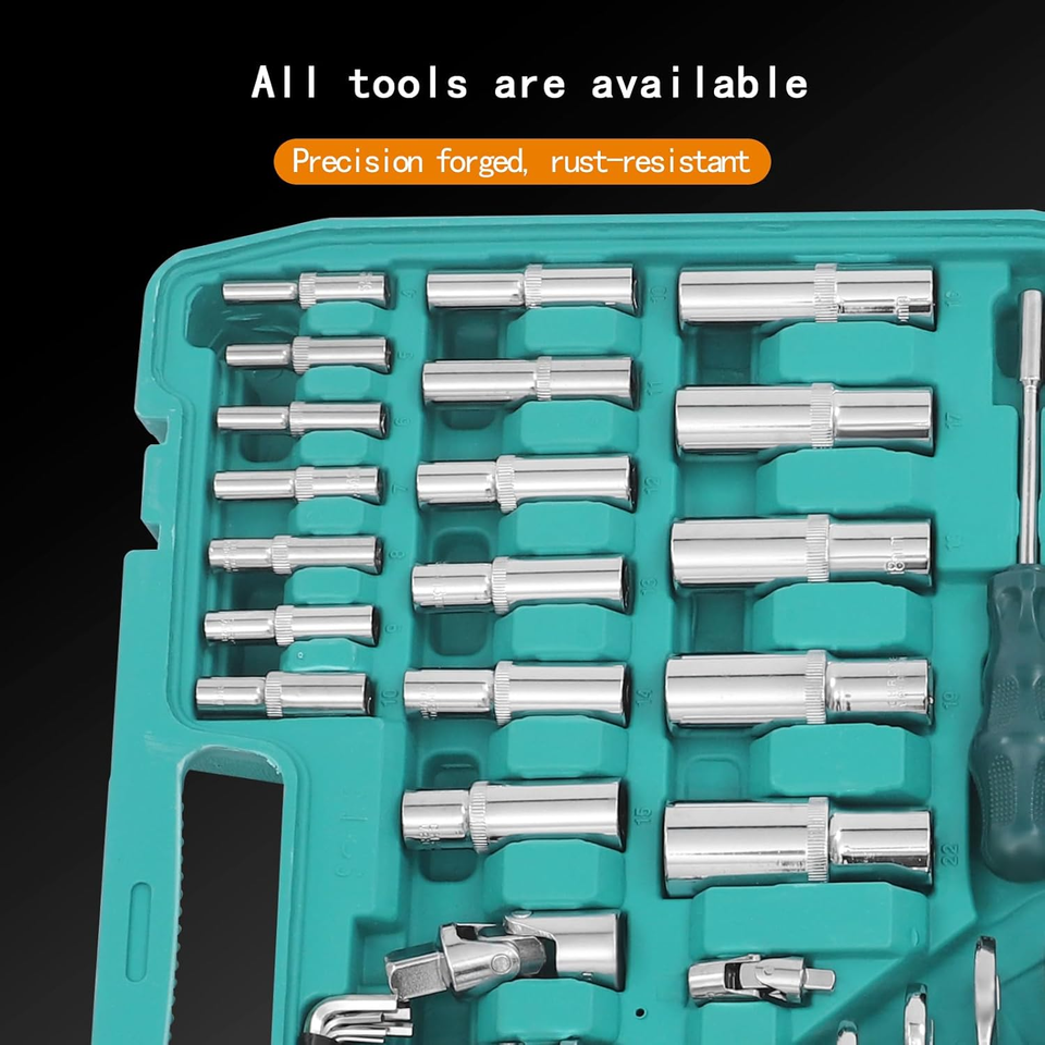 Comprehensive 216-Piece Mechanic Tool Set with 24 Tooth Ratchet & Case ...