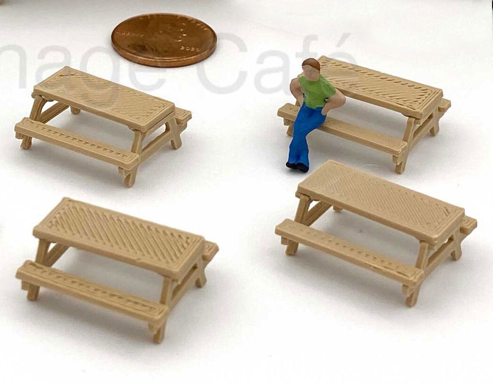 SIX (6) - HO Scale Picnic Tables - 3D Printed Railroad Train Layout ...