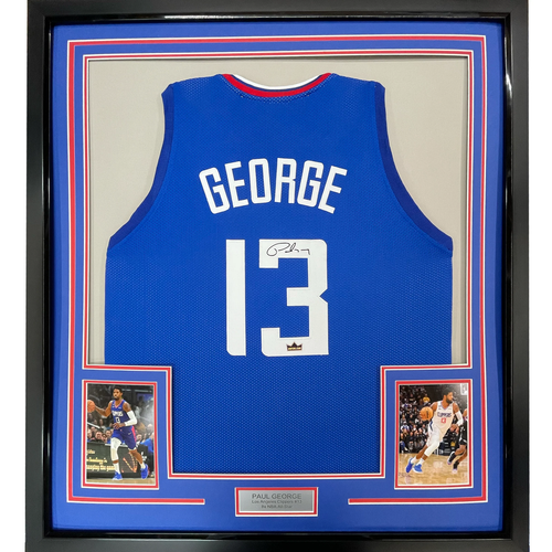 Framed Facsimile Autographed Paul George 33x42 LA Blue Reprint Laser ...