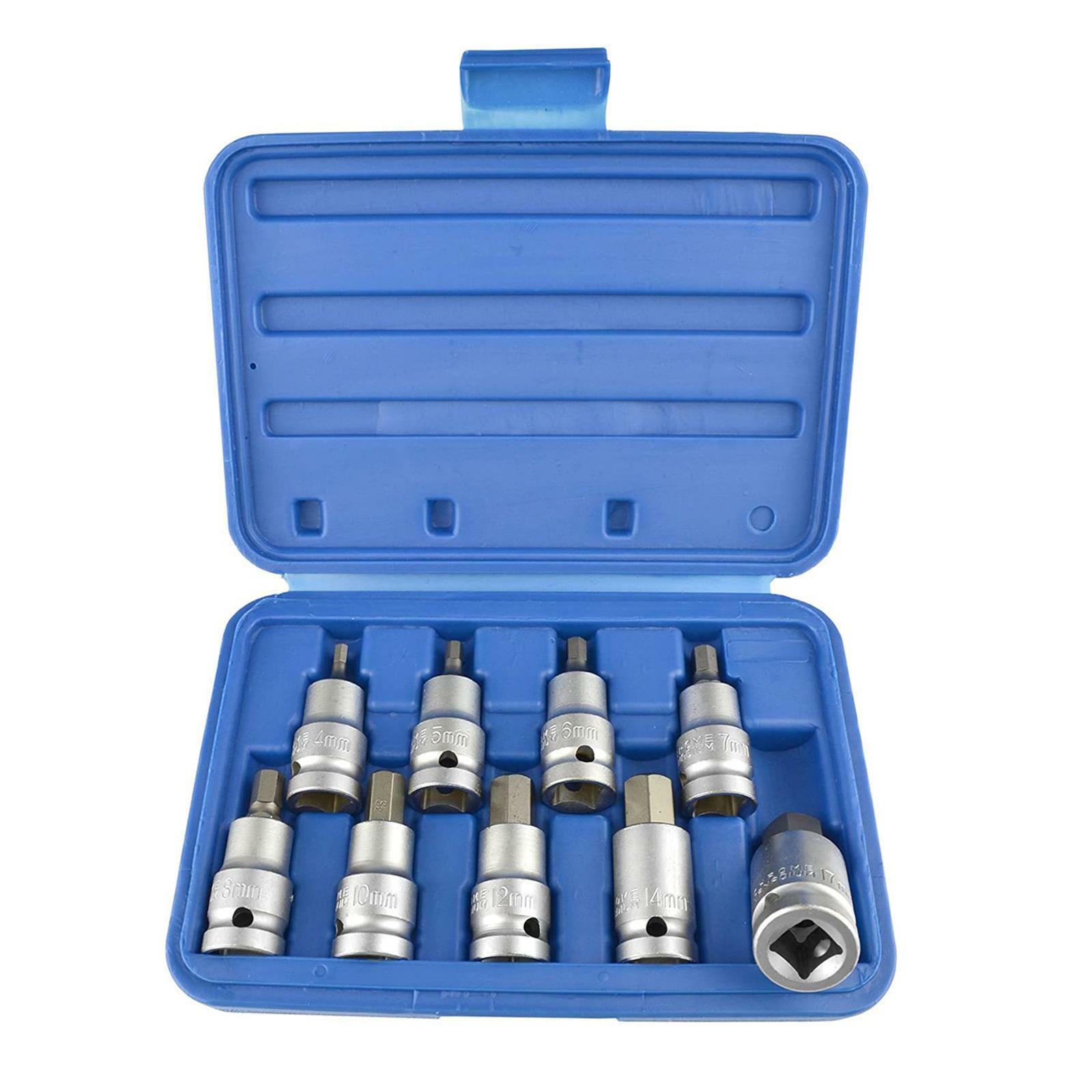 9Pc Drive Allen Key Extra Long 1/2" Drive Impact Hex Socket Set 4mm ...