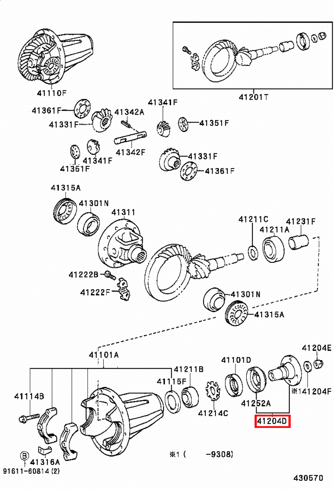 Genuine Hilux YN105 YN100 RN105 LN86 LN65 LN60 LN107 Front Diff Pinion ...