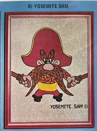 Vtg SEALED Crewel Stitchery Kit WARNER BROS "YOSEMITE SAM” 1971 9” X 12 ...