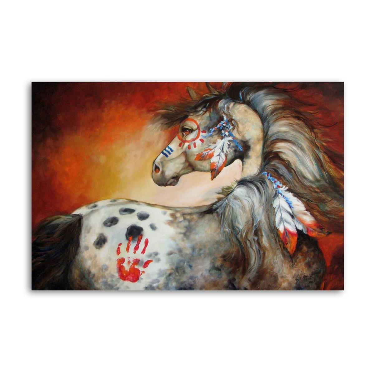 Native American War Horse Paintings Appaloosa Indian War Horse