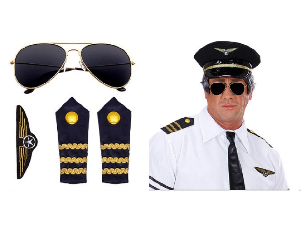 Adult Airline Pilot Captain Costume Set With Accessories Adult Airline ...