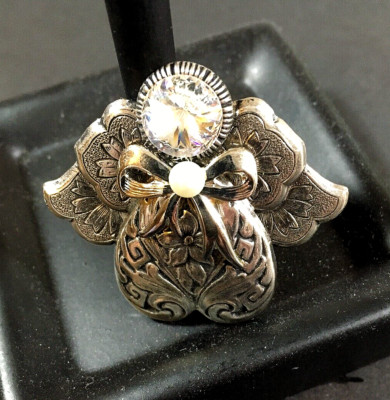 Signed Jane Angel Pin Brooch 1995 With Pearl Christmas Floral & Bows ...