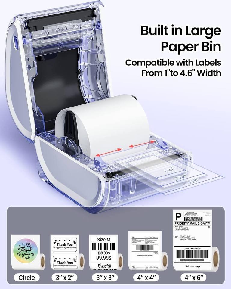 Bluetooth Shipping Label Printer Commercial Grade Thermal Direct Label ...