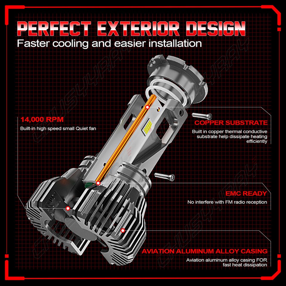 D4S D4R LED Headlight Kit Bulbs 240W 20000LM 6000K White HID Conversion ...