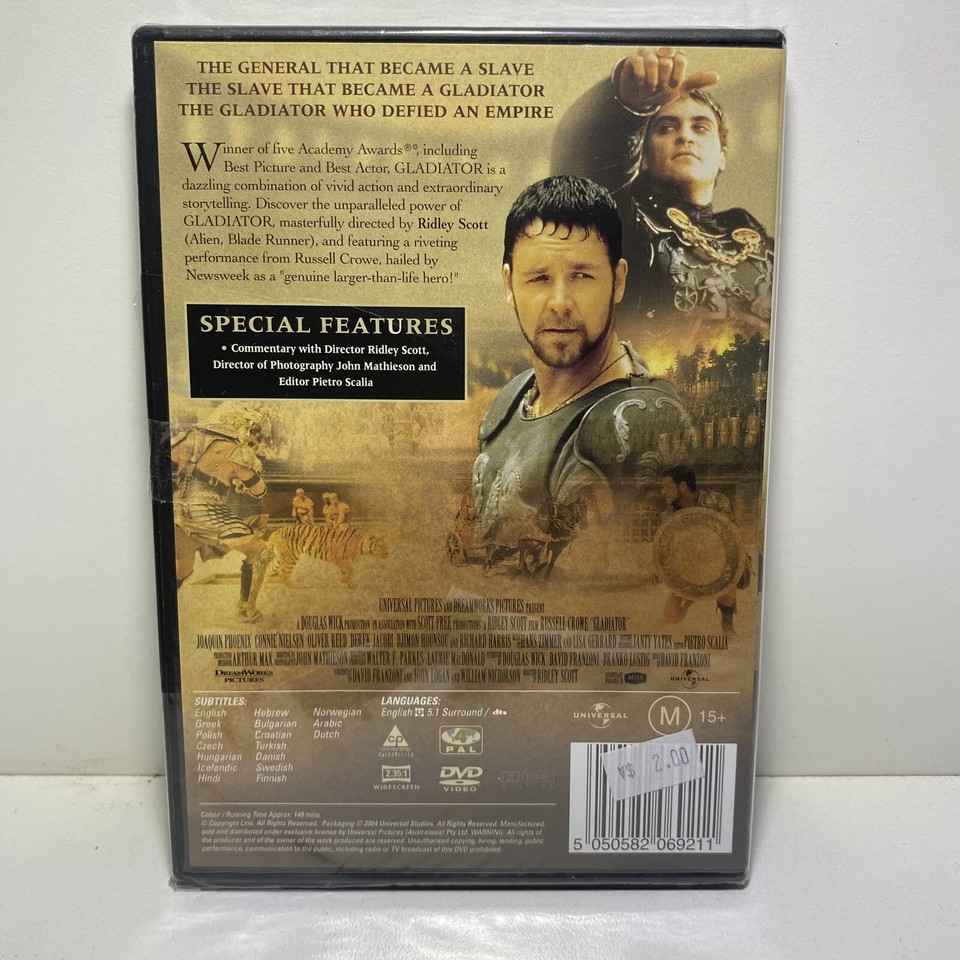 Gladiator - Russell Crowe (DVD Region 4) Action Movie - New & Sealed | eBay