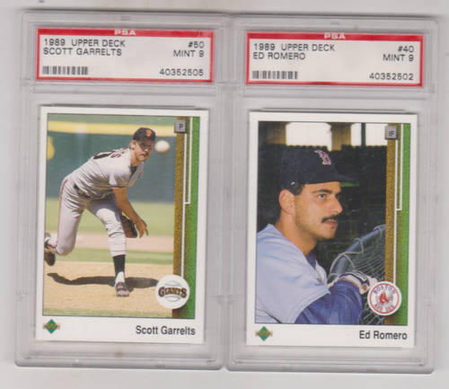 Lot of 2 - 1989 Upper Deck - Scott Garrelts & Ed Romero - GRADED MINT 9 ...