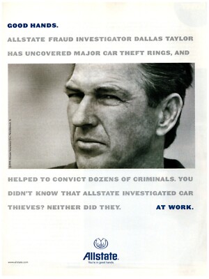 2000 Allstate Print Ad, Fraud Investigator Dallas Taylor Car Theft ...