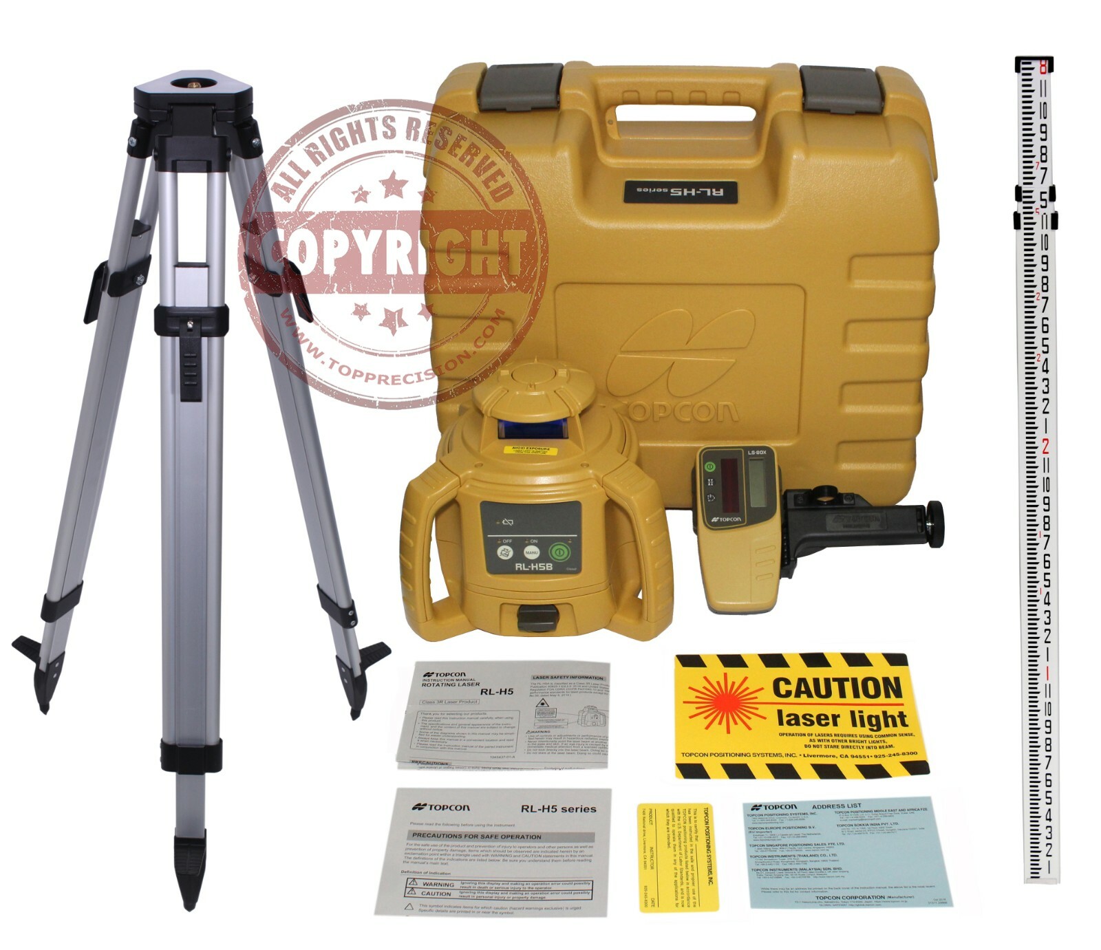 NEW! TOPCON RL-H5B SELF-LEVELING ROTARY LASER LEVEL PACKAGE, TRANSIT,RL ...
