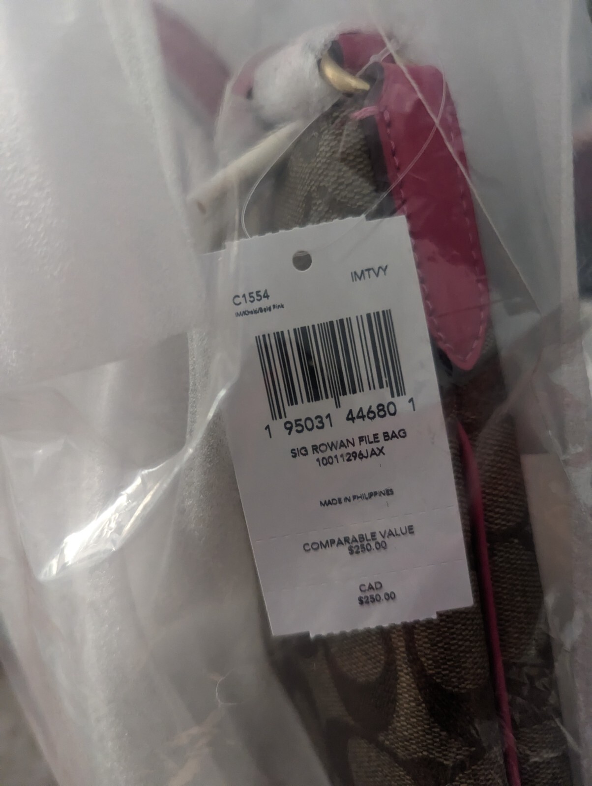 Coach C1554 SIG ROWAN FILE BAG IM/Khaki/Bold pink. BRAND NEW. PERFECT ...