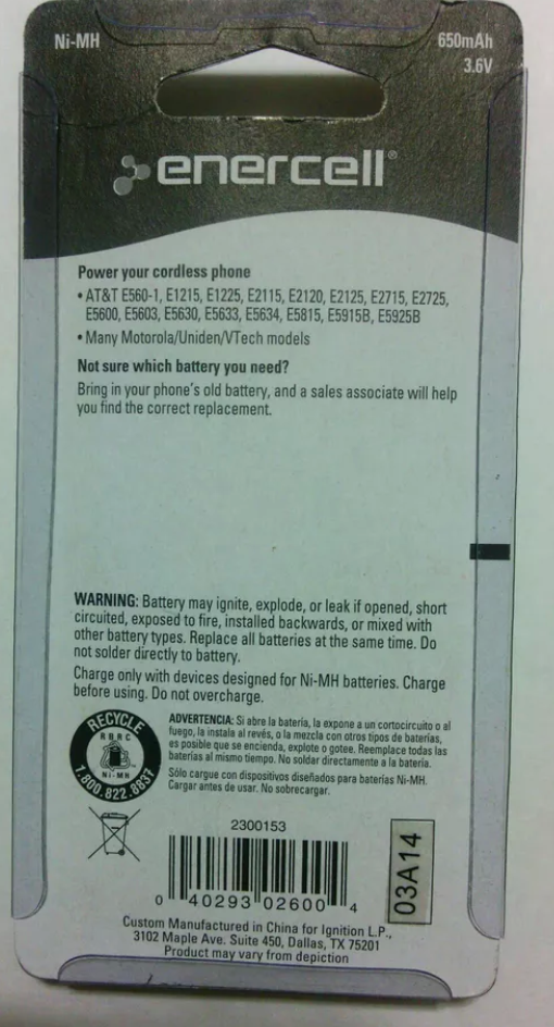 Enercell Cordless Phone Battery - Choice Battery | eBay