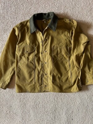 Filson Tin Jacket 11010007 MADE IN USA Dark Tan Khaki Rugged Oil Cloth ...