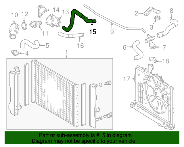 2009-2019 Toyota Corolla Radiator Coolant Hose No.3 GENUINE OEM PART ...