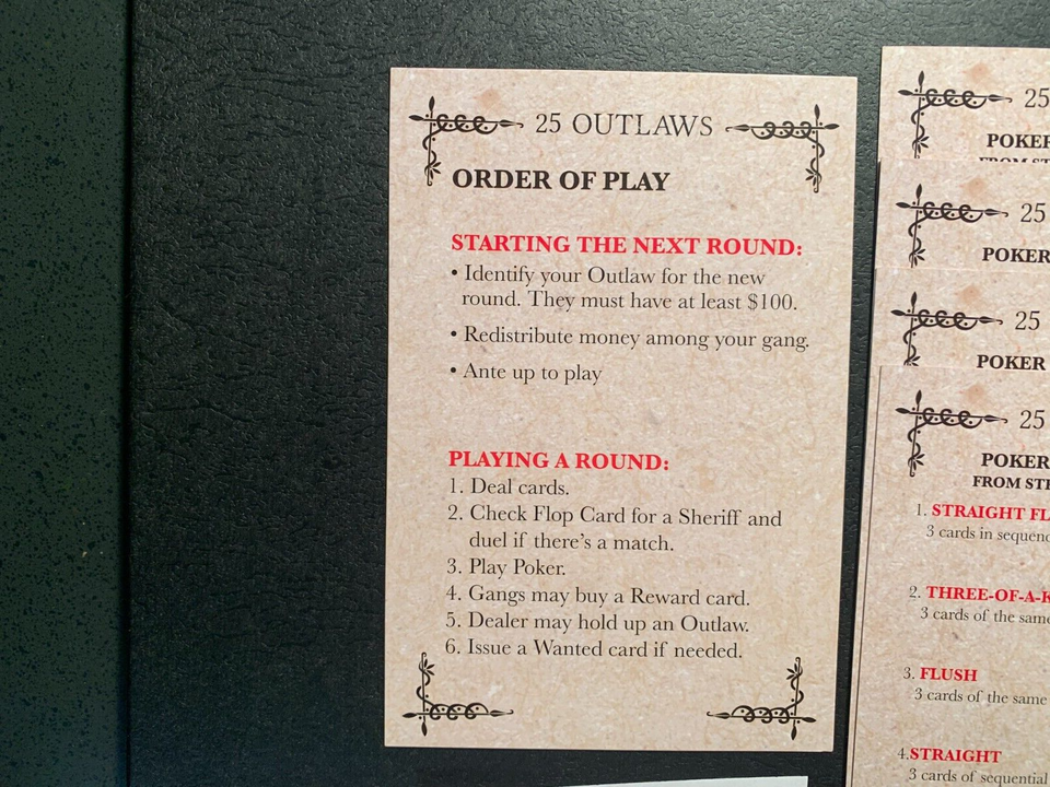 25 OUTLAWS Player Reference Cards LOT Of 5 Game Replacement 2019 ...