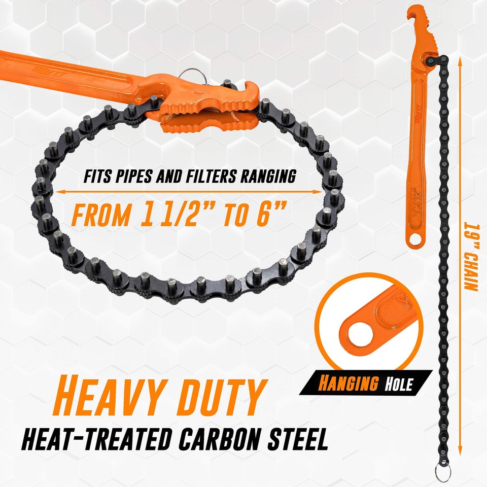 Chain Wrench Heavy Duty – Fits 1-1/2” to 6” Pipes and Filters – Chain ...