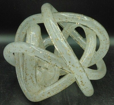 Art Glass Knot / Rope Modernist Sculpture Clear/White with Gold Fleck 6 ...