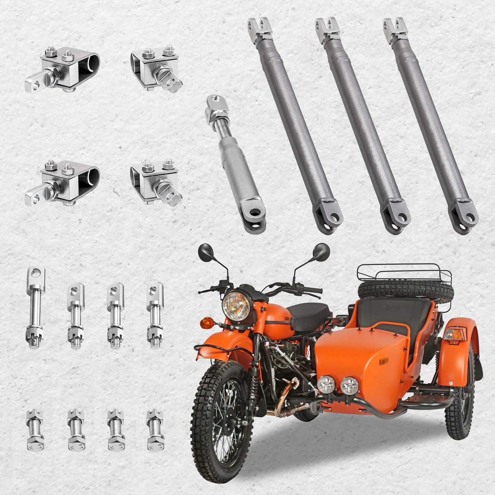 Sidecar Installation Kit 4x U-Clamp Frame Mount &4x I-Bolt Frame Mount ...