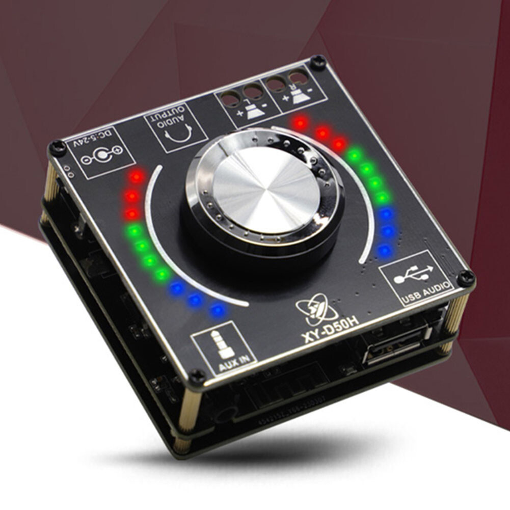 XY-D50H Audio Amplifier Board with Colorful Running Lights for Home DIY ...