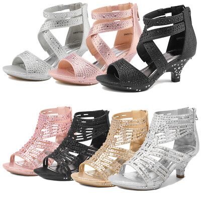 Girls Pumps Little Kids Low Heel 1.8 inch Heels Sandals Dress Dance ...