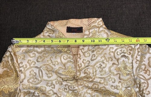Silk Brocade Jacket Mandarin Collar Lined Long Sleeve Asian Oriental ...