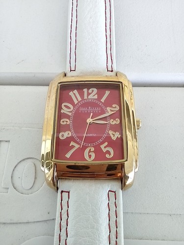 Joan Rivers Classics V377 Orange Face Large Watch Cream Color Leather ...