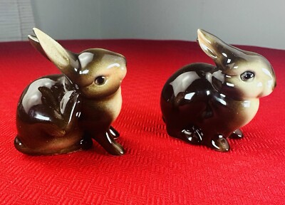 Goebel Brown Rabbit #296 #297 W Germany Bunny Porcelain Figurine RARE ...