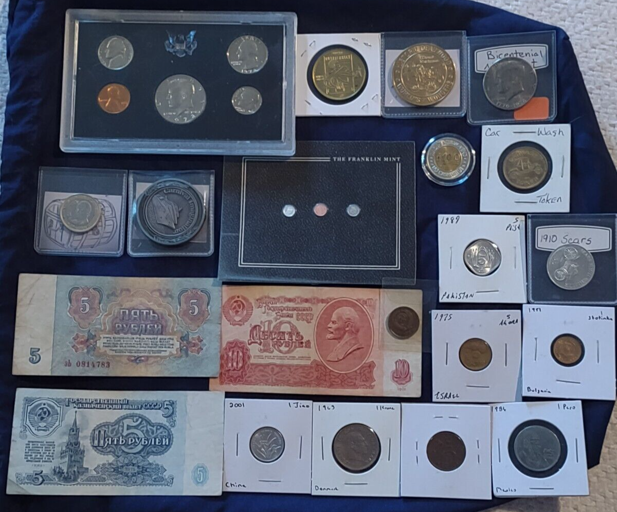 Lot of 24 Old World Coins/Silver & Paper Money Many Countries, All ...