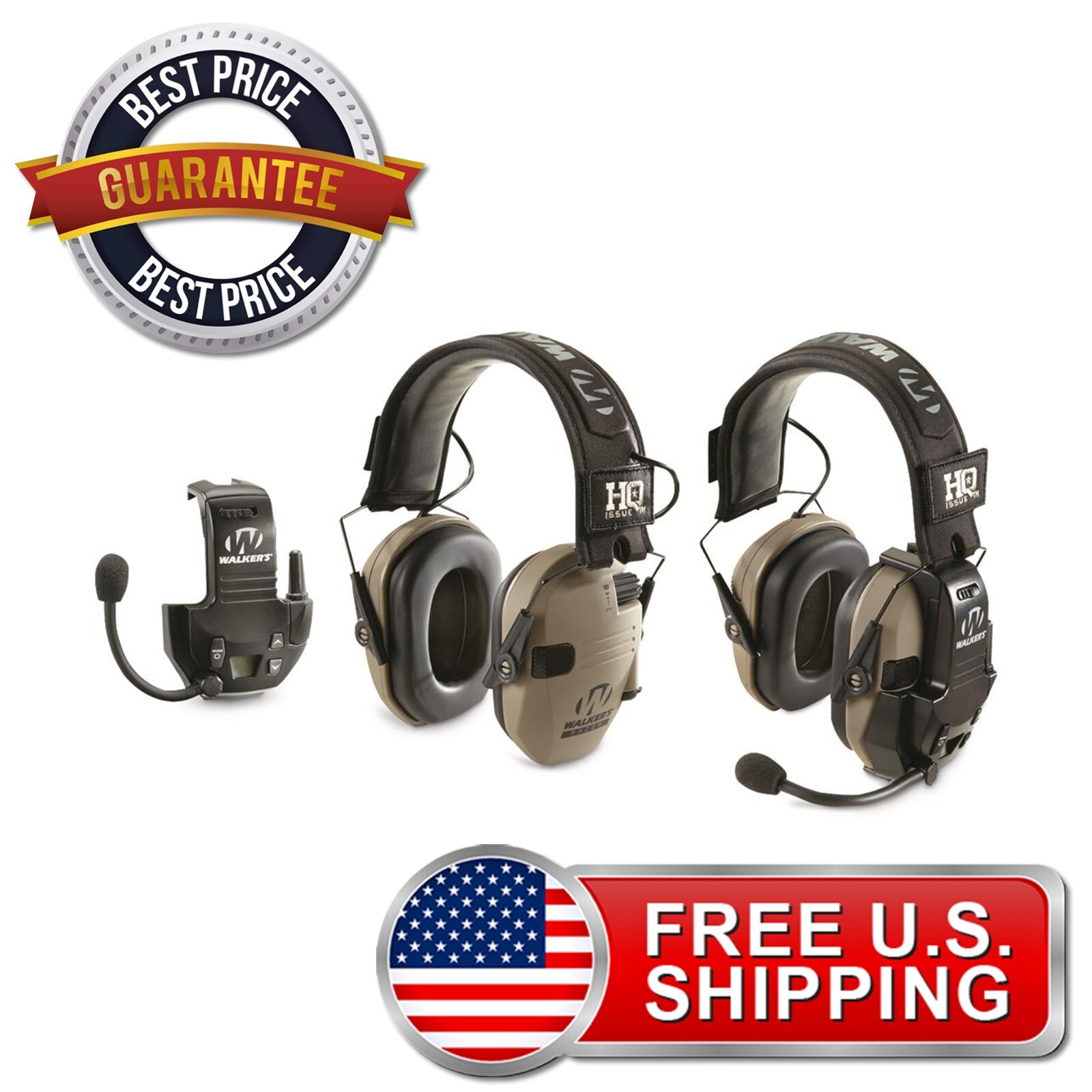 Walker's Razor Electronic Ear Muffs with Walkie Talkie Sound Activated ...