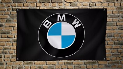 BMW Flag 3x5 FT Logo Car Black Banner for Garage Workshop Man Cave Wall ...