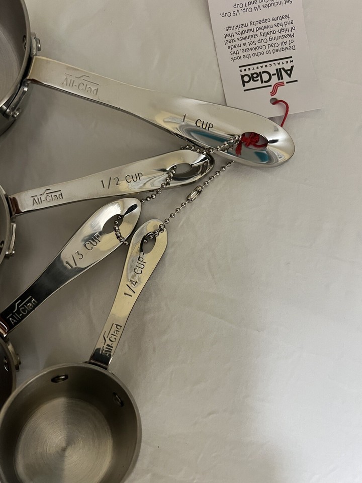 New ALL-CLAD Stainless Steel Standard Size 4 Piece Measuring Cups & 4 ...