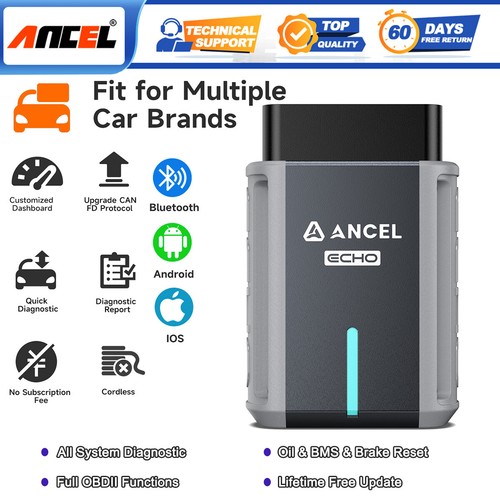 ANCEL ECHO Car OBD2 Scanner Code Reader All System Bidirectional ...