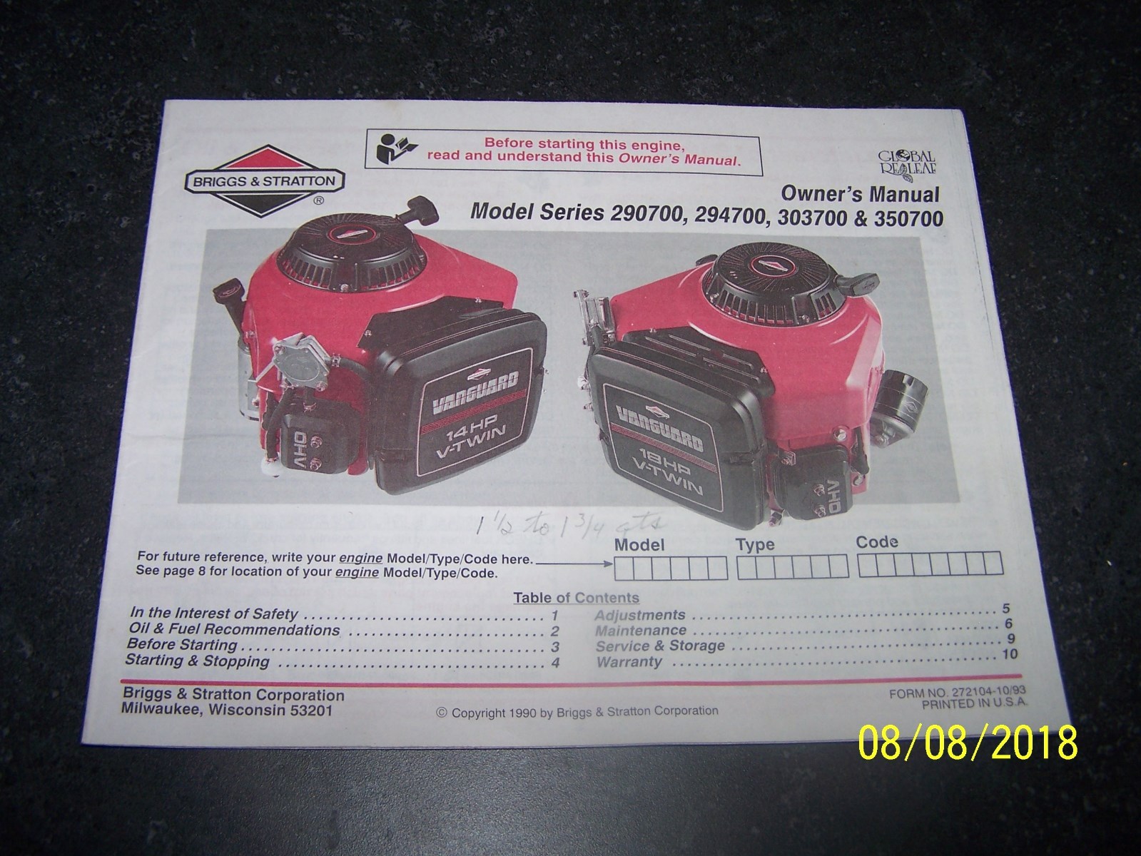 BRIGGS & STRATTON MODEL 290700 294700 303700 350700 OWNERS MANUAL | eBay