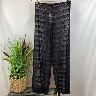 Jordan Taylor Black Sheer Swim Suit Beach Pool Cover Up Pants M NEW | eBay