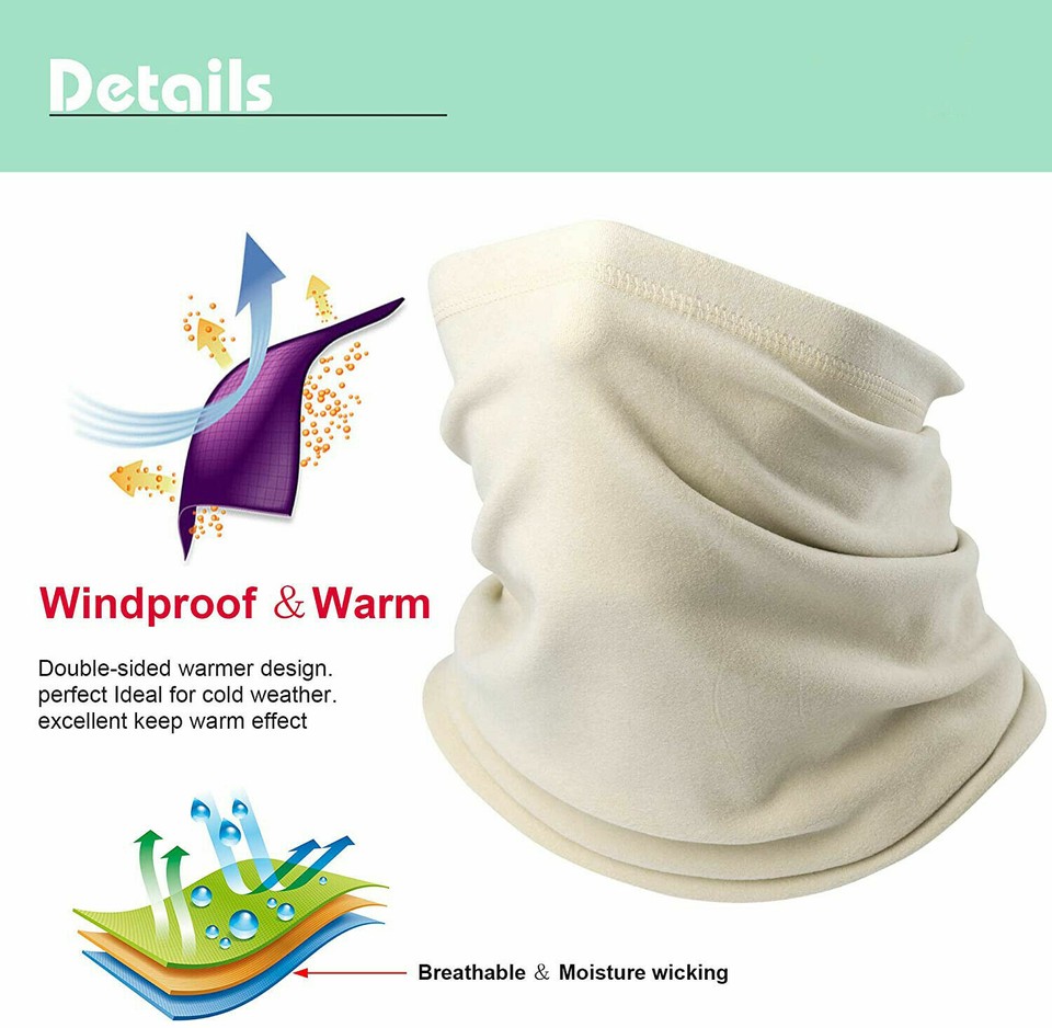 Polar Fleece Neck Warm Scarf Winter Windproof Neck Gaiter Cold Weather ...