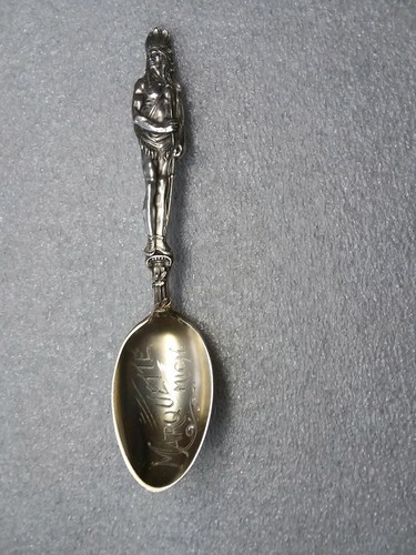 Vintage Sterling Silver Marquette Mich. Full Body Native American Spoon ...