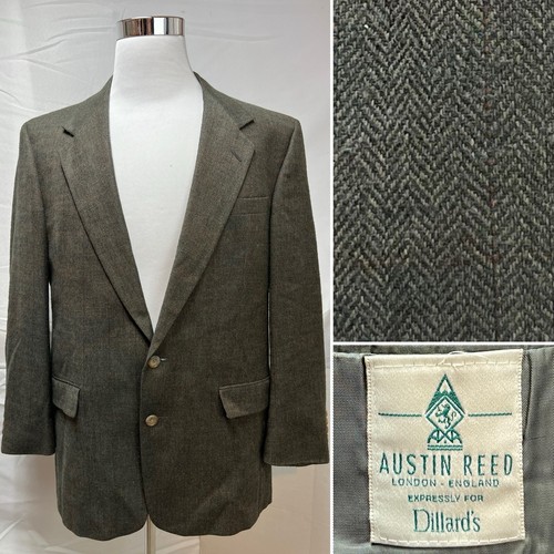 Austin Reed Brown Herringbone Red Plaid 2-Button 46R Vintage Tweed ...