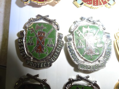MILITARY INSIGNIA CREST DUI SET OF 2 POLICE CORPS UNIT ASSIST PROTECT ...