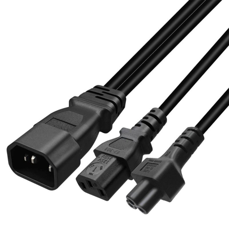 IEC320-C14 Male Plug to IEC320-C13+C5 Female Adapter Cord Y-splitter ...