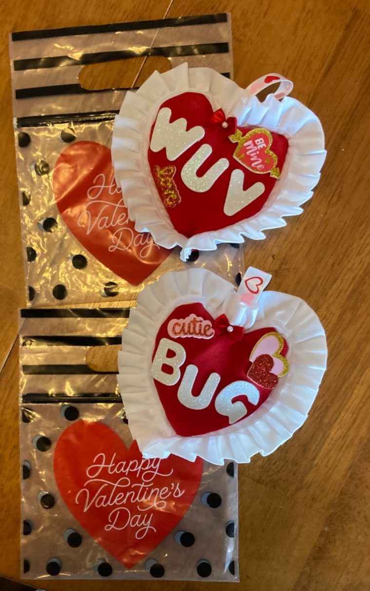 Handmade Valentine Heart "Wuv Bug" Rose Scent Sachets - Set of 2 | eBay