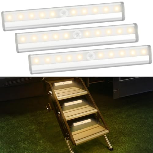 3 Pack Motion Activated RV Step Lights, 10 LED Battery Operated ...