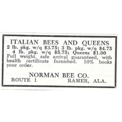 Italian Bees and Queens Norman Bee Co Ramer AL 1961 Magazine Ad AB6-S13 ...